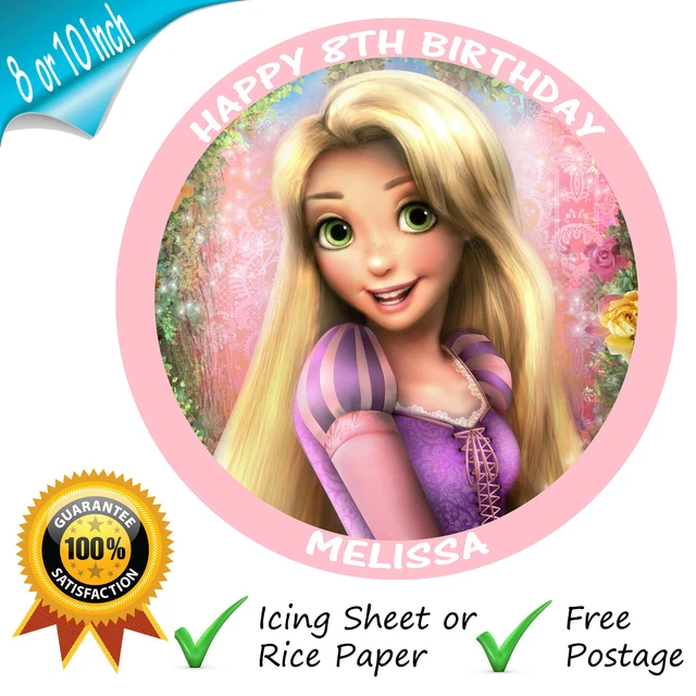 TANGLED RAPUNZEL DISNEY Princess Round Personalised Printed Cake Topper ...
