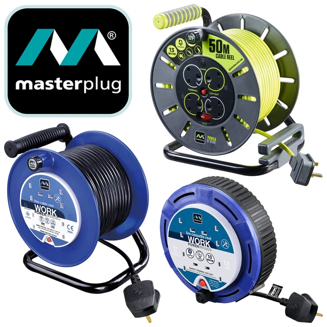 MASTERPLUG SOCKET ELECTRICAL Cable Reel 4 Gang Cassette Extension Lead ...