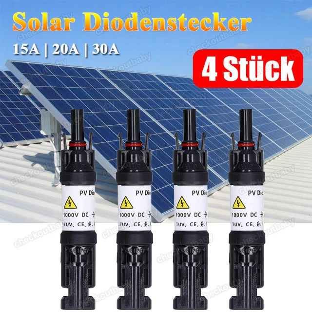 4X SOLAR PV Solardiodenstecker Solardiode 15A-30A Stecker Diode ...