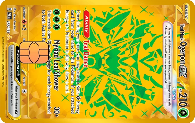 TEALMASK OGERPON EX Prismatic Evolution Credit Debit card sticker ...