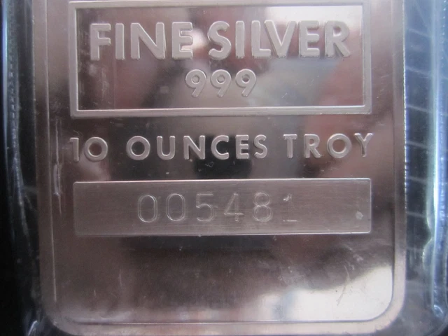 10 OZ JOHNSON Matthey TD Bank Logo 999 Fine Silver Bar - Serial 005481 ...