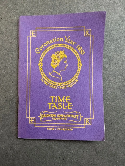 1953 CORONATION BRIGHTON & Hove District Transport Motor Bus Timetable ...