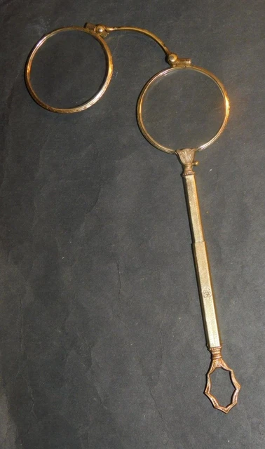 LORGNONS LORGNETTE PLAQUÉ or XIXème avec reglage de hauteur motifs ...