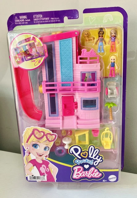 POLLY POCKET BARBIE Dreamhouse Compact Dollhouse Playset with 3 Micro ...