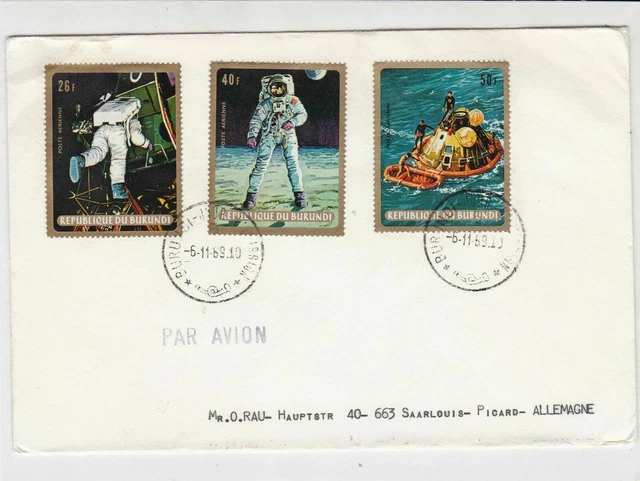 REPUBLIC OF BURANDI 1969 Airmail Space Exploration Stamps Cover Ref ...
