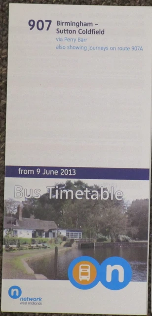 VINTAGE NETWORK WEST Midlands route 907 bus timetable, June 2013 £2.24 ...