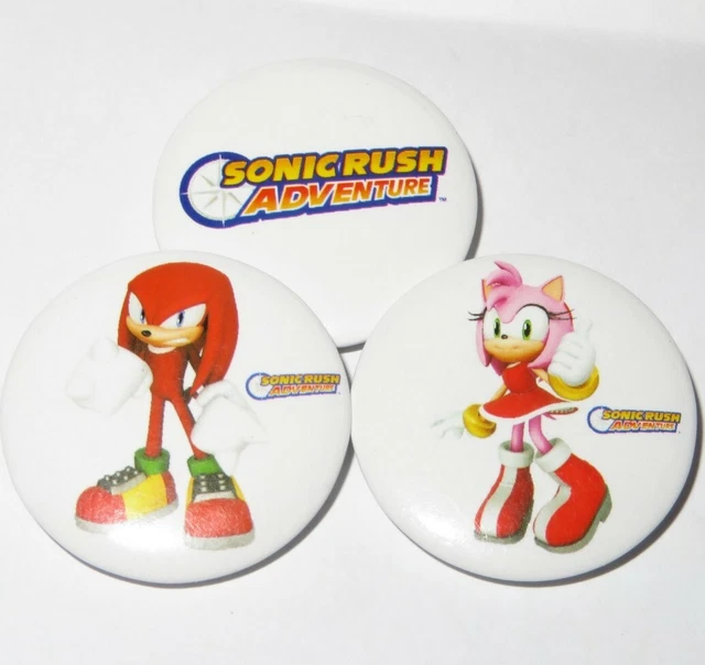 3 X 3CM AMY KNUCKLES SONIC THE HEDGEHOG RUSH ADVENTURE LOGO BUTTON ...