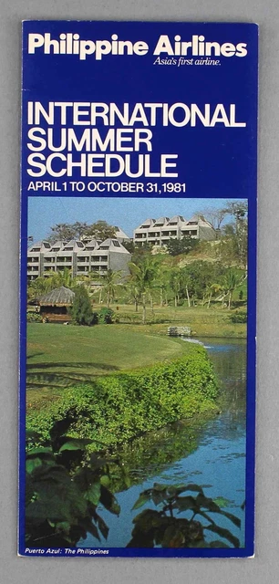 PHILIPPINE AIRLINES INTERNATIONAL Airline Timetable Summer 1981 Pal £14 ...