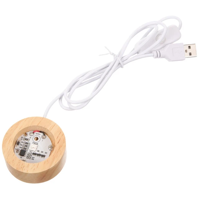 WOODEN LIGHT BASE Small Wooden LED Display Stand Round Lighted for DIY ...
