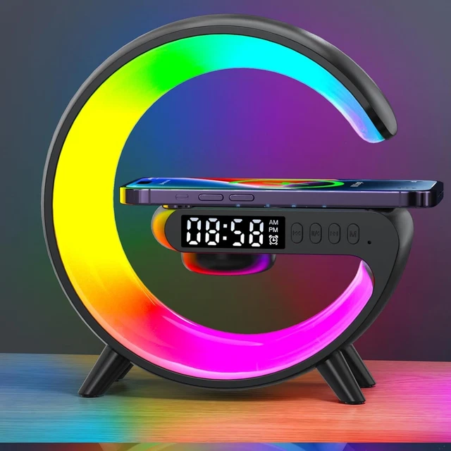 SMART G LAMP Wireless Charger Bluetooth Speaker RGB Alarm Clock Night ...