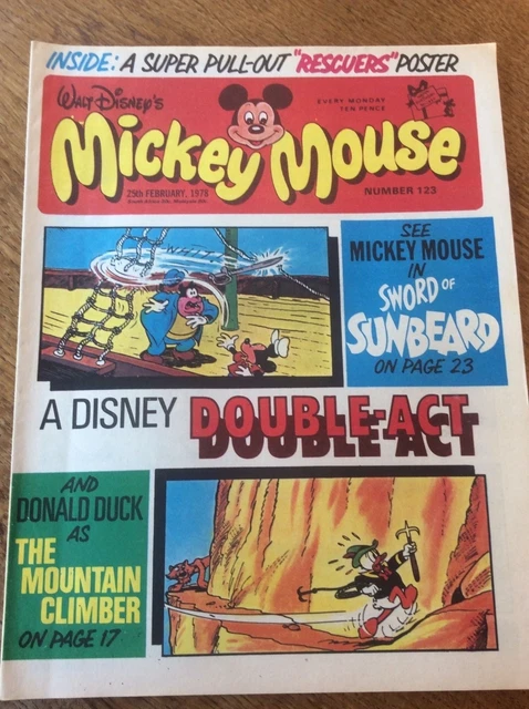 WALT DISNEYS MICKEY Mouse 25 Feb 1978 Disney Comic Disneyana Sword of ...