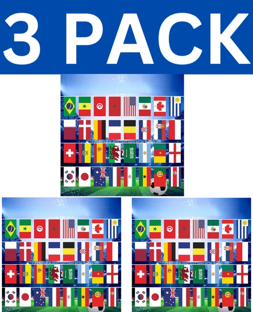 3 X 40FT 32 Flags of the World Banner Multi Nations Fabric Bunting £11. ...