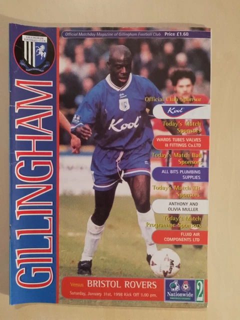 GILLINGHAM V BRISTOL Rovers, Division Two, 1997/8 £2.23 - PicClick UK