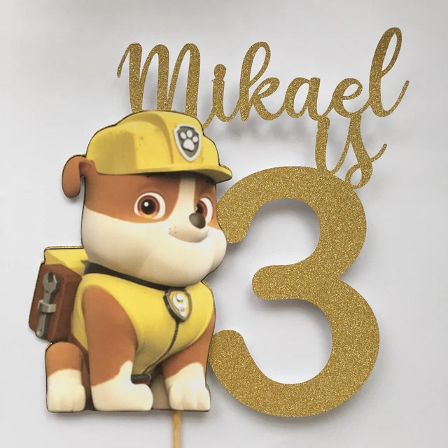 PAW PATROL CAKE TOPPER SET - LOGO - NAME AGE & PAW PRINTS or SHEILD SET ...
