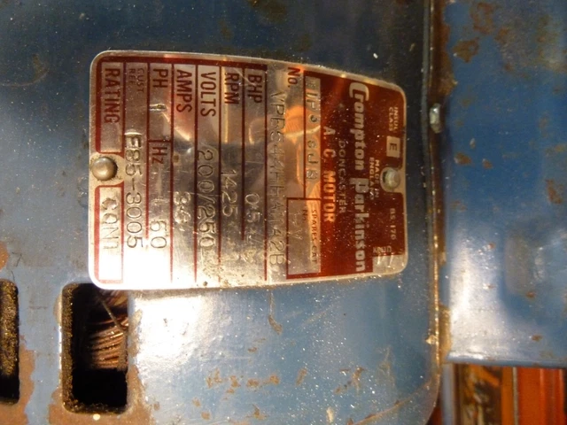CROMPTON PARKINSON 1/2 hp single phase capacitor start motor £48.78 ...