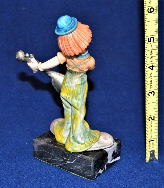 VTG FONTANIN MADE Italy CLOWN w MANDOLINE 6"h Figurine on Carrara ...