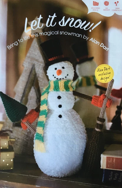 KNITTING PATTERN ALAN Dart snowman toy Let it snow 33cm tall Christmas ...