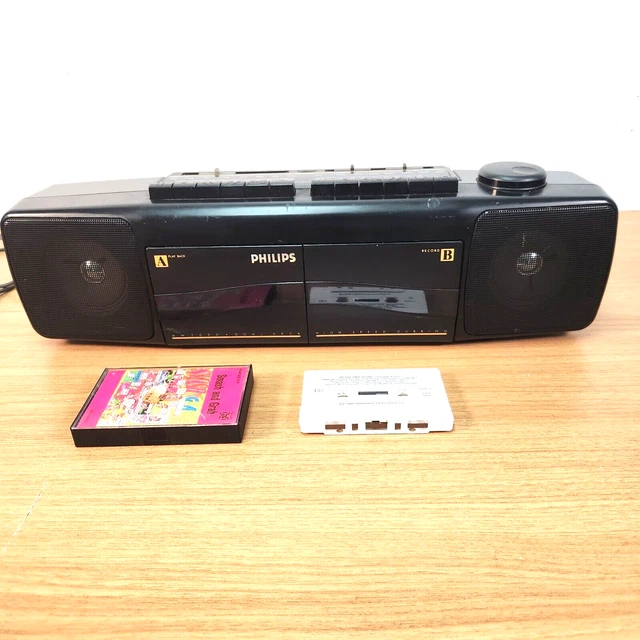 PHILIPS STEREO AW 7090 / 10 Vintage 80’s Boombox Twin Cassette AM/FM ...
