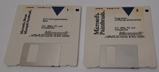 MICROSOFT MOUSE TREIBER Diskette + Paintbrush (retro, 1989) EUR 40,00 ...