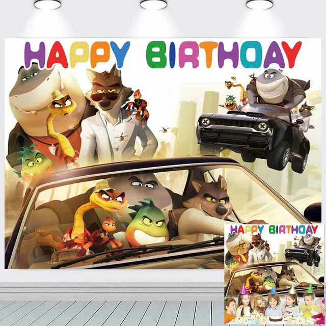 THE BAD GUYS Happy Birthday Backdrop Banner Background Cartoon ...