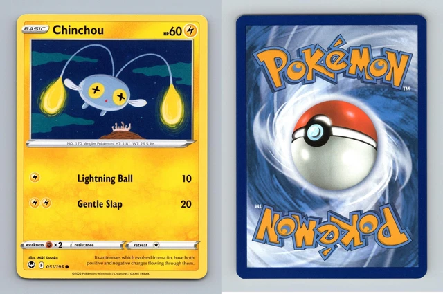 CHINCHOU #51/195 SWSH Silver Tempest Common Pokemon 2022 TCG Card £0.99 ...