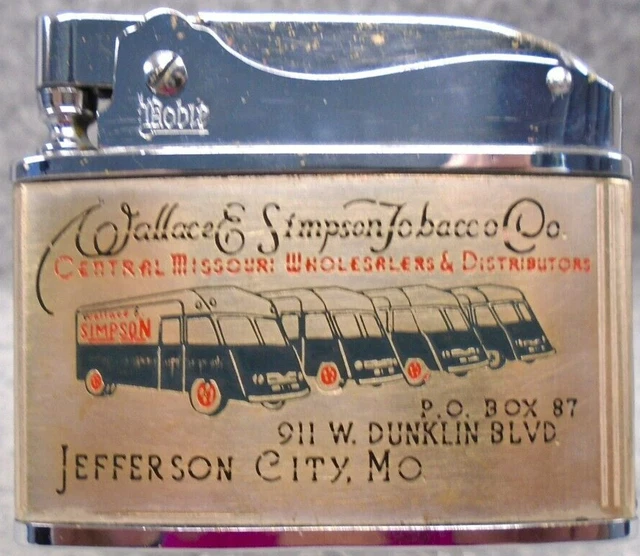 VINTAGE UNFIRED WALLACE & Simpson Tobacco Co. flat advertising lighter ...