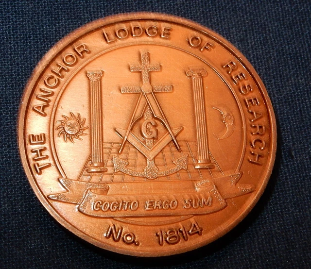 VINTAGE MASONIC MARK PENNY TOKEN THE ANCHOR LODGE OF RESEARCH No 1814 ...