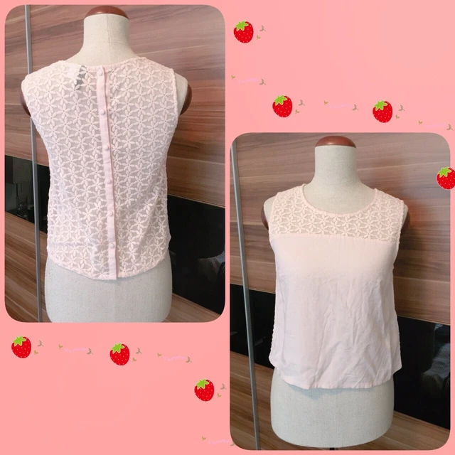 BLUSENTOP BAUCHFREI CROP Top Geknöpft Im Rücken Spitze Puderrosa S H&M ...