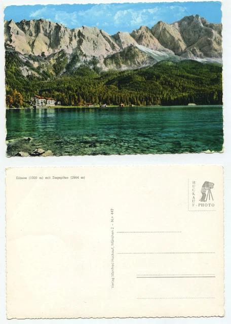 17475 - EIBSEE mit Zugspitze - Echtfoto koloriert - alte Ansichtskarte ...