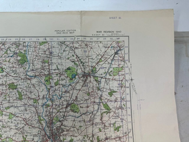 ORIGINAL WW2 BRITISH Army OS Map of England - War Office - Worcester £ ...