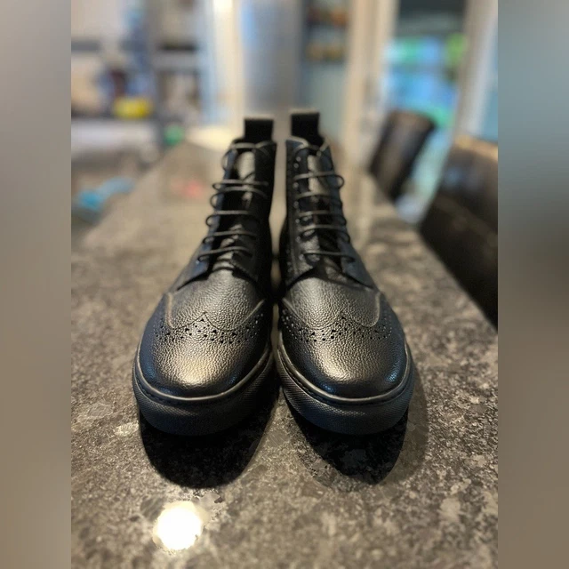 URI MINKOFF BLACK Leather Men's Lace Up Boots Size 9M NWOT £40.63 ...