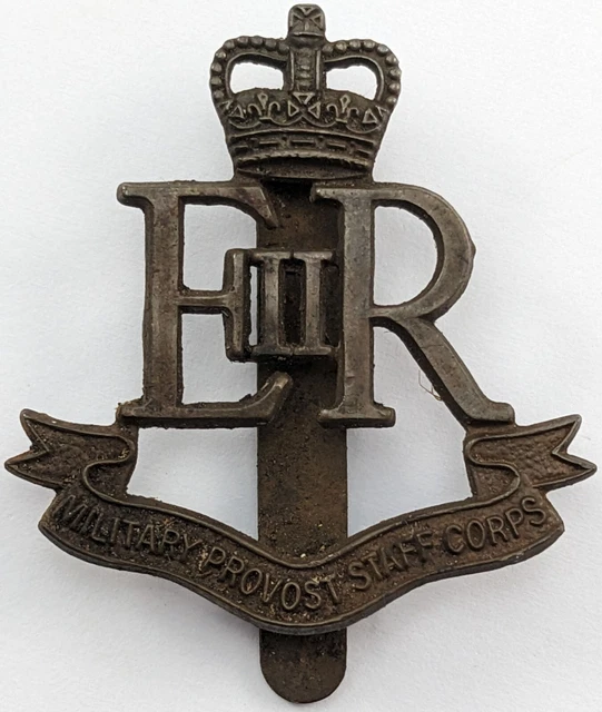BRITISH ARMY; MILITARY Provost Staff Corps Brass Cap Badge, Queens ...