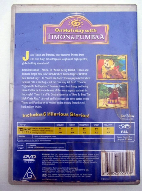 DISNEY ON HOLIDAY WITH TIMON & PUMBAA DVD - GC - AUS Region $5.50 ...