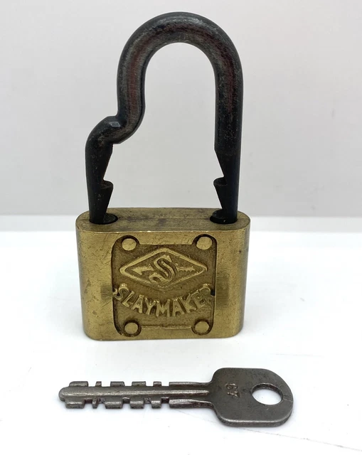RARE EARLY 1900S Slaymaker Brass Removable Bent Shackle Lock w/ Key $89 ...