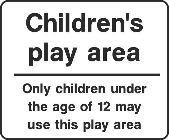 CHILDRENS PLAY AREA Signs Stickers Caution Warning Danger Hazard ...