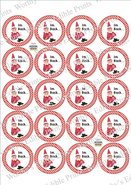 Elf On The Shelf 36 Stand Up Christmas ELF Themed Edible Wafer Paper ...