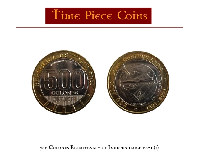 COSTA RICA 500 Colones Coin Dated 2021 Celebrating 200 Years ...
