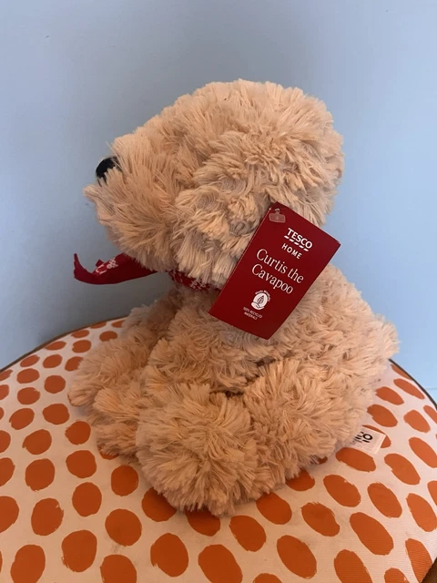 BNWT TESCO CURTIS The Cavapoo Soft Toy Plush Beige Red Scarf Puppy Dog ...