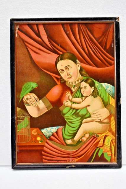 RAJA RAVI VARMA Shri Rama Bal Roop lithographie oléograph print encadré ...