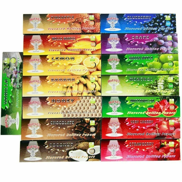 HORNET AROMATISIERTE PAPIERE KÖNIGSGRÖSSE SCHLANK rollendes Rizla ...