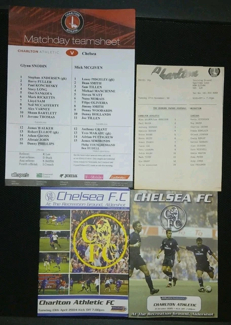 CHELSEA FOOTBALL PROGRAMMES - 4 Reserves v Charlton from 1990-2005. £4. ...