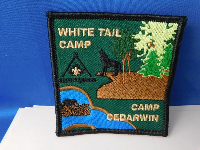 BOY SCOUTS CANADA Patch Camp Cedarwin White Tail Wolf Badge Collector ...