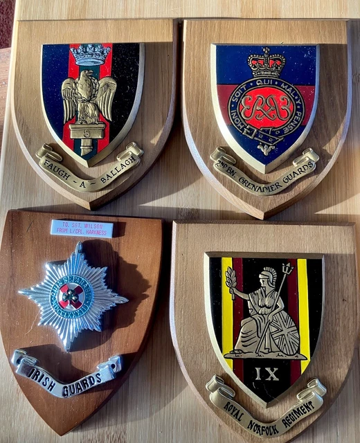 BRITISH MILITARY SHIELD Wall Plaques. Original 1970 Regiment Badges X 4 ...