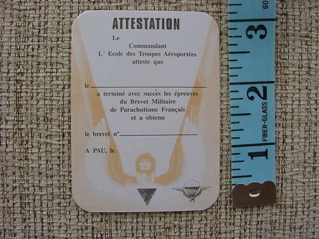 FRENCH 2REP Legion Brevet Militaire de Parachutiste certificate ...