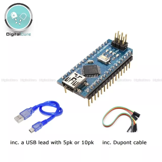 ARDUINO COMPATIBLE NANO V3.0 328 ATMEGA328P 5V CH340 Soldered TESTED £6 ...