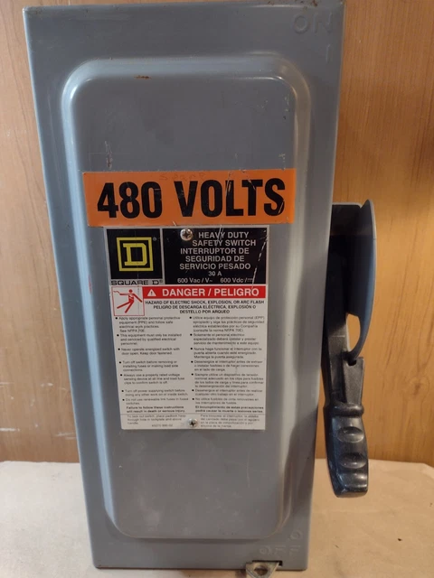 SQUARE D H361 Fusible Safety Switch, 30A, 600V, w/30A Fuses $29.00 ...