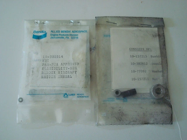 BENDIX AIRCRAFT MAGNETO p- lead kit p/n: 10-382814, 4 pcs. in kit, 2 ...