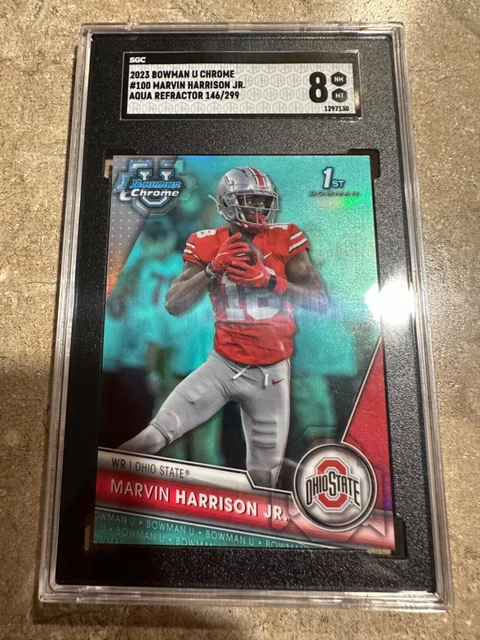 2023 1ST BOWMAN University Chrome Marvin Harrison Jr Aqua Refractor RC/299 #100 EUR 5,16 ...