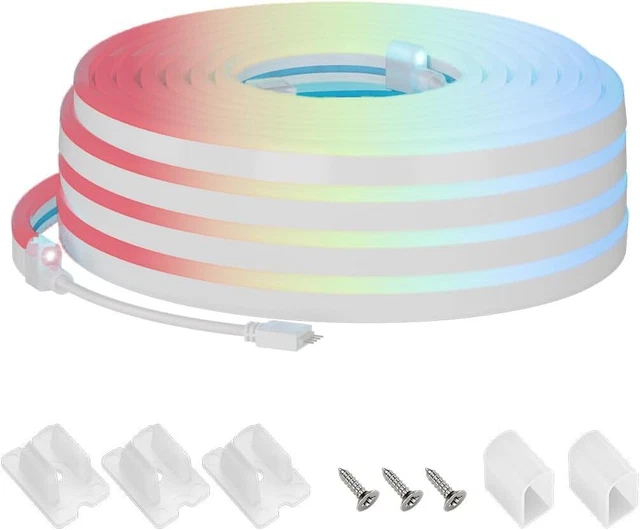 BTF-LIGHTING 3M RGB Flexible Uniform Neon LED Strip DC24V 108LEDs/M 6W ...