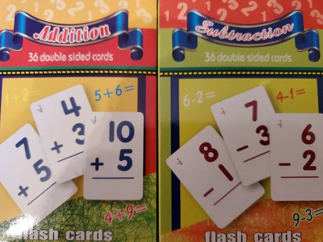 ADDITION & SUBTRACTION Flash Cards Set of 2 boxes ea with 36 Double ...